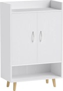 HOMCOM Botník s Úzkým Designem a 4 Přihrádkami pro 12 Párů Bot, Vstupní Prostor 60 x 30 x 92 cm, Bílý | Aosom