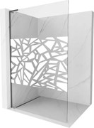 Mexen Kioto L, sprchová zástěna Walk-In 100 x 200 cm, 8mm čiré sklo bílý vzor, grafitový profil, 800-100-103-66-85