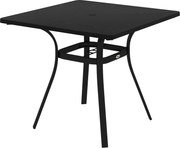 Outsunny zahradní stůl jídelní čtvercový s otvorem pro slunečník pro 4 osoby, polštář na nohy do 70 kg, ocelová černá 80x80x76cm pro terasu a balkon …
