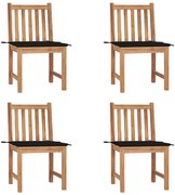 Zahradní židle 4 ks s poduškami masivní teak 3073095