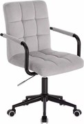 LuxuryForm DESIGN Otočná židle VERONA BLACK VELUR na černé podstavě s kolečky - světle šedá