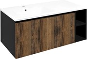 Sapho Lorea - Umyvadlová skříňka 100x46x52 cm, 1x dvířka, 1x zásuvka, levá, dub collingwood/matná černá LE080-1935-L-03