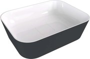 Polysan Banera - Umyvadlo na desku 50x35 cm, bez přepadu, bez otvoru pro baterii, matný antracit/bílá 14596.52