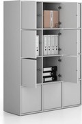 Kancelářská skříň FRAME, 12x dveře, 1299 x 450 x 1735 mm, PUSH-lock, šedá