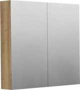 INTEDOOR Zrcadlová skříň BEE, 2 dveře, el.zásuvka, IP44, š. 80cm, dub Halifax