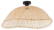 Stropní svítidlo v art deco stylu, černé s přírodním bambusovým stínítkem 60 cm - Alka