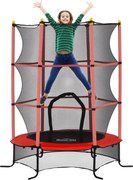 HOMCOM Dětská trampolína Ø163 cm se sítí, krytem okrajů, zahradní trampolína pro děti 3-10 let, s nosností až 50 kg, Červená | Aosom