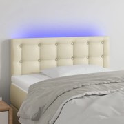 Čelo postele s LED krémové 90x5x78/88 cm umělá kůže