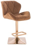 LuxuryForm DESIGN Barová židle MILANO VELUR na zlaté hranaté podstavě - medová