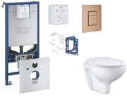 Grohe Rapid SLX - Set předstěnové instalace, klozetu, sedátka SoftClose, tlačítka Skate Cosmopolitan a sady pro vhazování tablet, kartáčovaný Warm Sunset SANI11BB4143