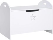 HOMCOM Dětský úložný box na hračky s flipovým víkem a bezpečnostním mechanismem 62x40x46,5 cm Prostorný prostor nosnost 20 kg Bílá | Aosom