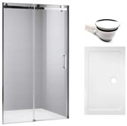 BPS-koupelny Posuvné sprchové dveře HYD-PD03C 110 chrom/transparent pro instalaci do niky + vanička HYD-OSV-ST04B 100x90 bílá