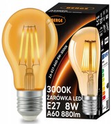 BERGE LED žárovka E27 s vláknem Amber - 8W - teplá bílá