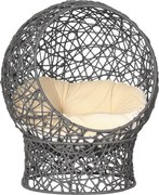 PawHut Kočka Postel, Kočka Jeskyně s Polštářem, Kočka Dům ze Polyesterového Lana, Kočka Postel s Cylindrickým Základem, Pet Postel, Fialová+Krémově bí