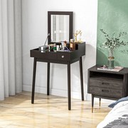 HOMCOM Toaletní stolek s zrcadlem Moderní kosmetický stůl - 2 šuplíky, skládací zrcadlo do ložnice, obývacího pokoje, 60 x 50 x 85,5 cm Černý | Aosom