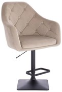 LuxuryForm DESIGN Barová židle ANDORA VELUR na černé hranaté podstavě - latte