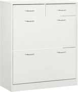 HOMCOM Úzký botník s 2 sklápěcími zásuvkami a 2 vyjímatelnými zásuvkami pro 12 párů bot, pro vstupní prostory, 80x30x91,5 cm, bílý | Aosom