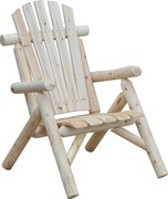 Outsunny Zahradní Křeslo Adirondack Odolné proti Počasí s Vysokým Opěradlem a Opěrkami Rukou pro Zahradu, Terasu a Balkon 83cm x 68cm x 101cm Přírodní