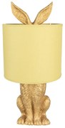 Zlatá stolní lampa králík se žlutým stínidlem Konijn