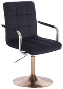 LuxuryForm DESIGN Otočná židle VERONA VELUR na zlatém talíři - černá