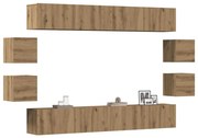 Sada 8 kusů nástěnné TV skříňka dub artisan kompozitní dřevo 3328952