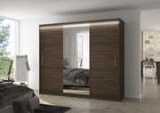 ADRK Furniture Posuvná skříň se zrcadlem a LED osvětlením DENIS 250 SW-DEN-CH-250+L-V364