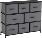 HOMCOM Komoda s 8 textilními zásuvkami, úložná skříň s úchyty, kovový rám, moderní design do ložnice, obývacího pokoje v tmavě šedé barvě | Aosom