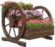 Outsunny třípatrový vyvýšený dřevěný truhlík s dekorativními koly — opálená jedle, 62 × 61 × 57 cm | Aosom
