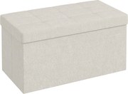 HOMCOM Úložná lavice, 76 x 38 x 38 cm, 84L, skládací, na konci postele, podnožka, s víkem, do předsíně a obývacího pokoje, s potahem z jemného lnu | A