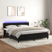 Box spring postel s matrací a LED černá 160x200 cm samet