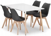 ARCHIV Jídelní set 1 + 4, stůl ADRIA 120x80cm bílý + židle BALI MARK černá