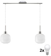 LED Lustr na lanku HARMA 2xE27/60W/230V matný chrom/bílá