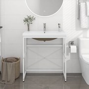 Koupelnový rám s vestavěným umyvadlem bílý železo 3101387