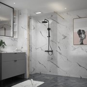 Erga Paris, sprchová zástěna Walk-In 130x200 cm, 8mm čiré sklo, zlatý lesklý profil, ERG-V02-PARIS-130x200-CL-GD