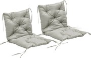 sada 2 polštářů na sezení, 98 x 50 cm Polštář na židli s poutky, potah z tkaniny, tloušťka 8 cm Světle šedý