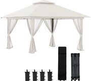 Pavilon Outsunny 4x4m Stabilní Zimní Pop-up Zahradní Altán s Dvojitou Stříškou, UV Ochrana 50+, Party Stan se 4 Bočními Stěnami a Pytli na Písek pro K