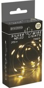 Světelný drát Silver, 2m, 40 LED, teplá bílá, časovač, na baterie