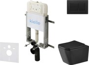 kielle Genesis New - Set předstěnové instalace, klozetu Arkas I, Vortex Rimless+, sedátka softclose a tlačítka Gemini New III, matná černá 30528SZ96