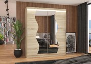 ADRK Furniture Posuvná skříň se zrcadlem a LED osvětlením MEDISON 180