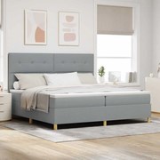 Postel s boxspringem s čelo Světle šedá 200 x 200 cm textil 3339644