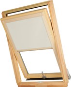 Dekodum Termoizolační roleta na střešní okno typu FAKRO 66x118 Barva látky: Pearl Silver, Barva profilu: Borovice
