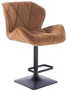 LuxuryForm DESIGN Barová židle MILANO VELUR na černé hranaté podstavě - medová