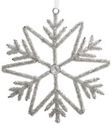 Champagne antik závěsná sněhová vločka s korálky Snowflake - 17 cm