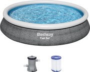 Bestway Bazén Fast Set vč. čerpadla a kartuše, vzhled ratanu, pr. 457x84cm (EN)