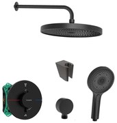 SANITINO - Sprchový set s termostatem a tělesem pod omítku hansgrohe, příslušenství kielle, matná černá SANI21HKK402
