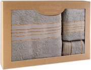 BAVLNĚNÉ RUČNÍKY TIWANO SADA 1 KS 30X50 CM, 1 KS 50X90 CM, 1 KS 70X140 CM ŠEDÁ