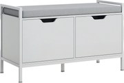 HOMCOM Lavice na boty se sedákem s odnímatelným polstrováním pro 4 páry bot - 84x35x50 cm Bílá | Aosom