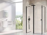 Ravak Chrome - Sprchová stěna CPS-80, 80x195 cm, černá/čiré sklo 9QV40300Z1