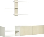 HOMCOM Televizní stolek do obývacího pokoje s televizním stolkem 150x31,5x40 cm a nástěnnou policí 95,5x16x60 cm Moderní přírodní styl | Aosom