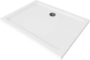 Mexen Flat sprchová vanička obdélníková slim 80 x 70 cm, bílá, černý sifon - 40107080B